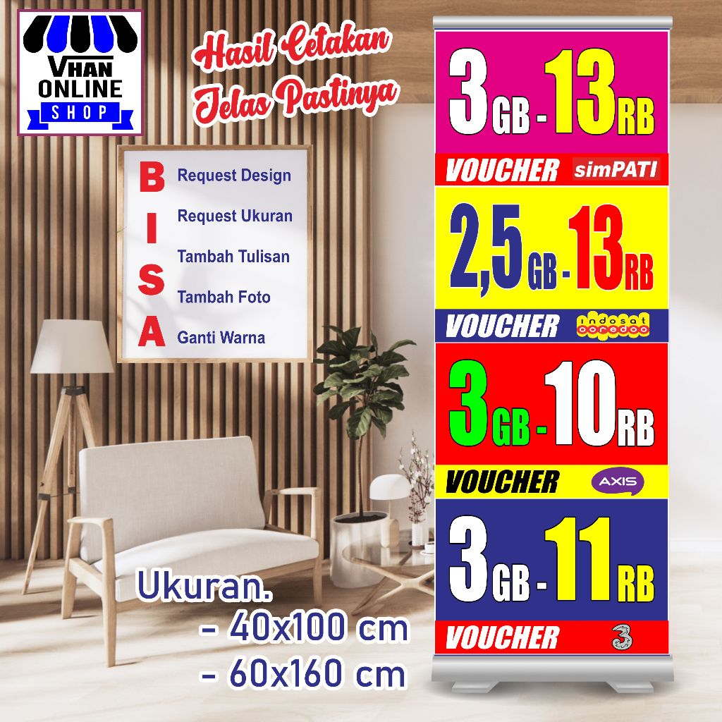 Jual Custom Banner Spanduk MMT List Harga Konter Pulsa Murah | Shopee ...