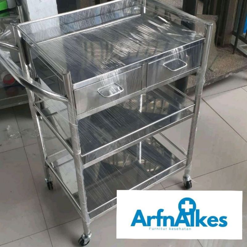 Jual Meja instrument 3 tingkat 2 laci. Stainless Steel | Shopee Indonesia