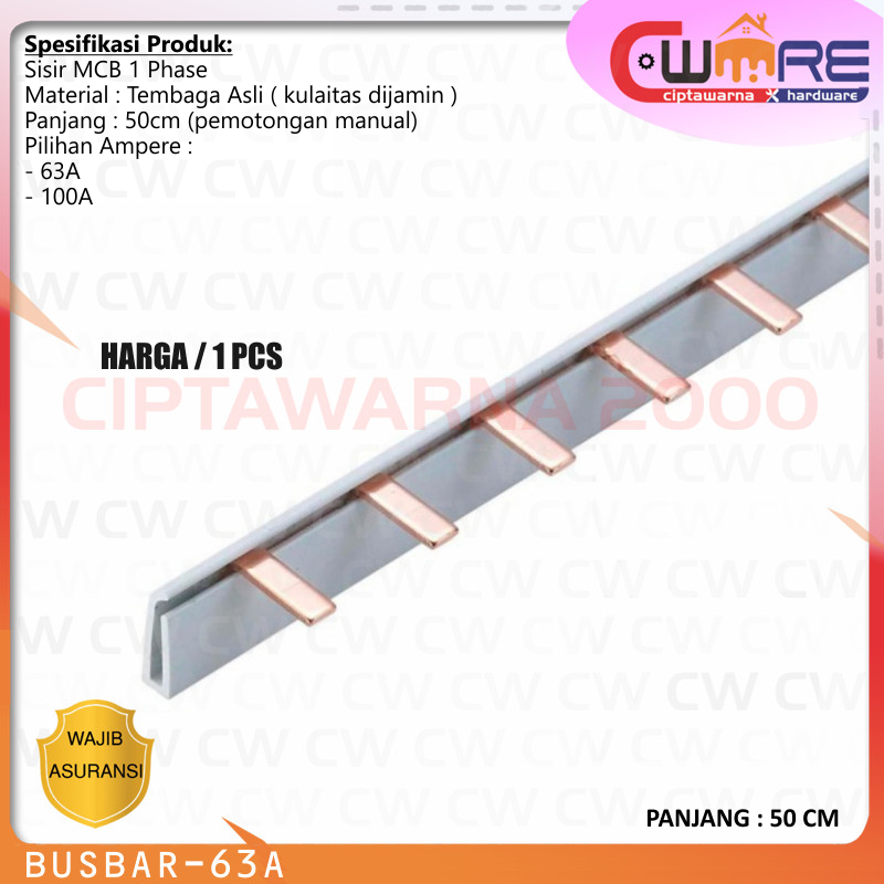 Jual Busbar Rel Ril MCB Sisir Tembaga Jumper MCB 1 Phase 1P 63A 100A ...
