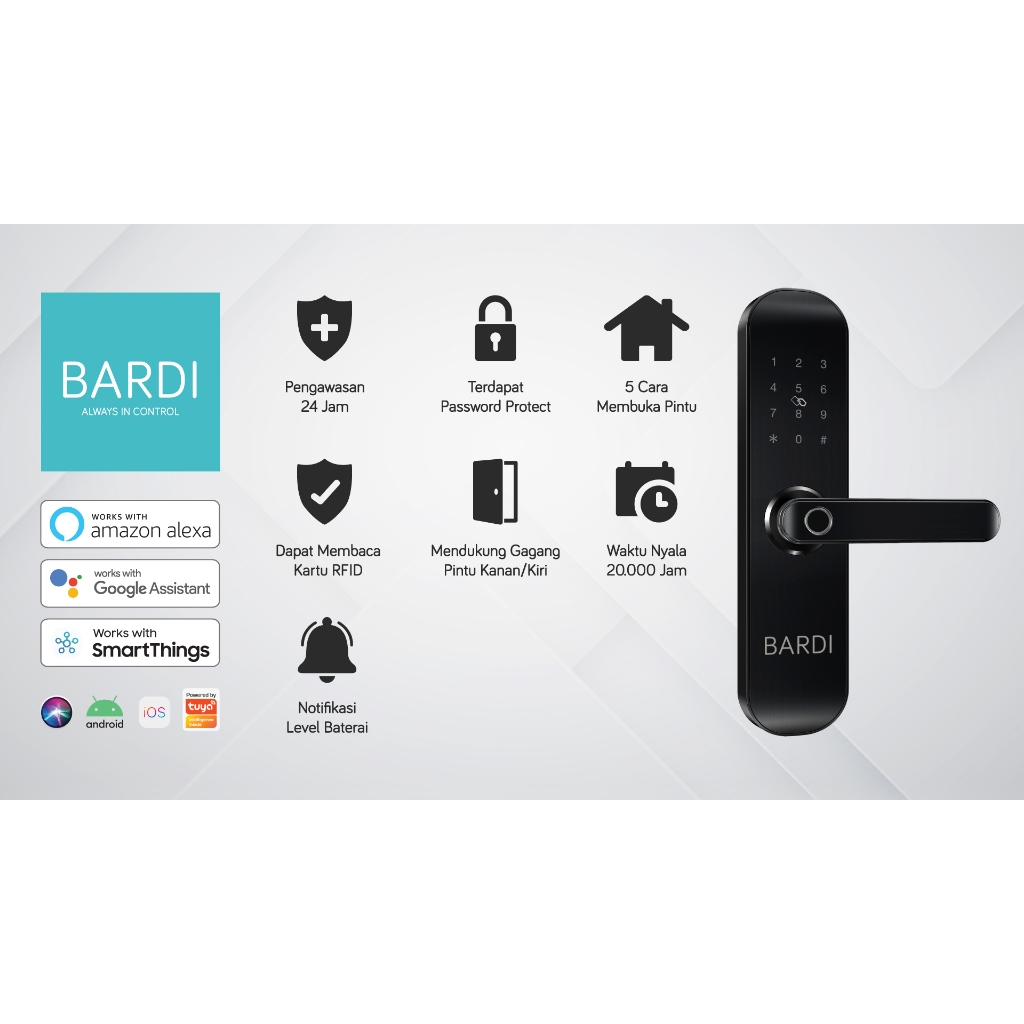 Jual BARDI Door Lock / LITE Smart Handle RFID Fingerprint Gagang Kunci ...