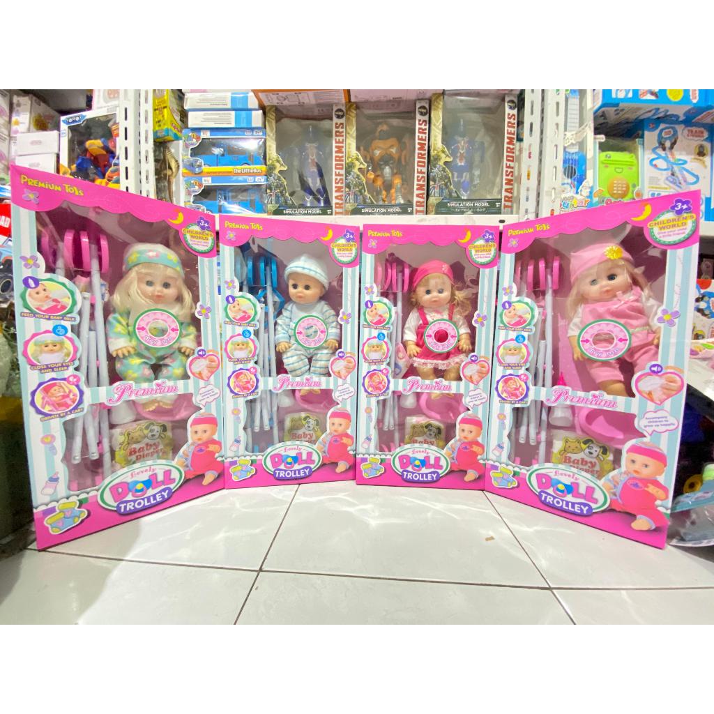 Jual Mainan Boneka Lovely Doll Trolley // Boneka + dorongan bayi ...