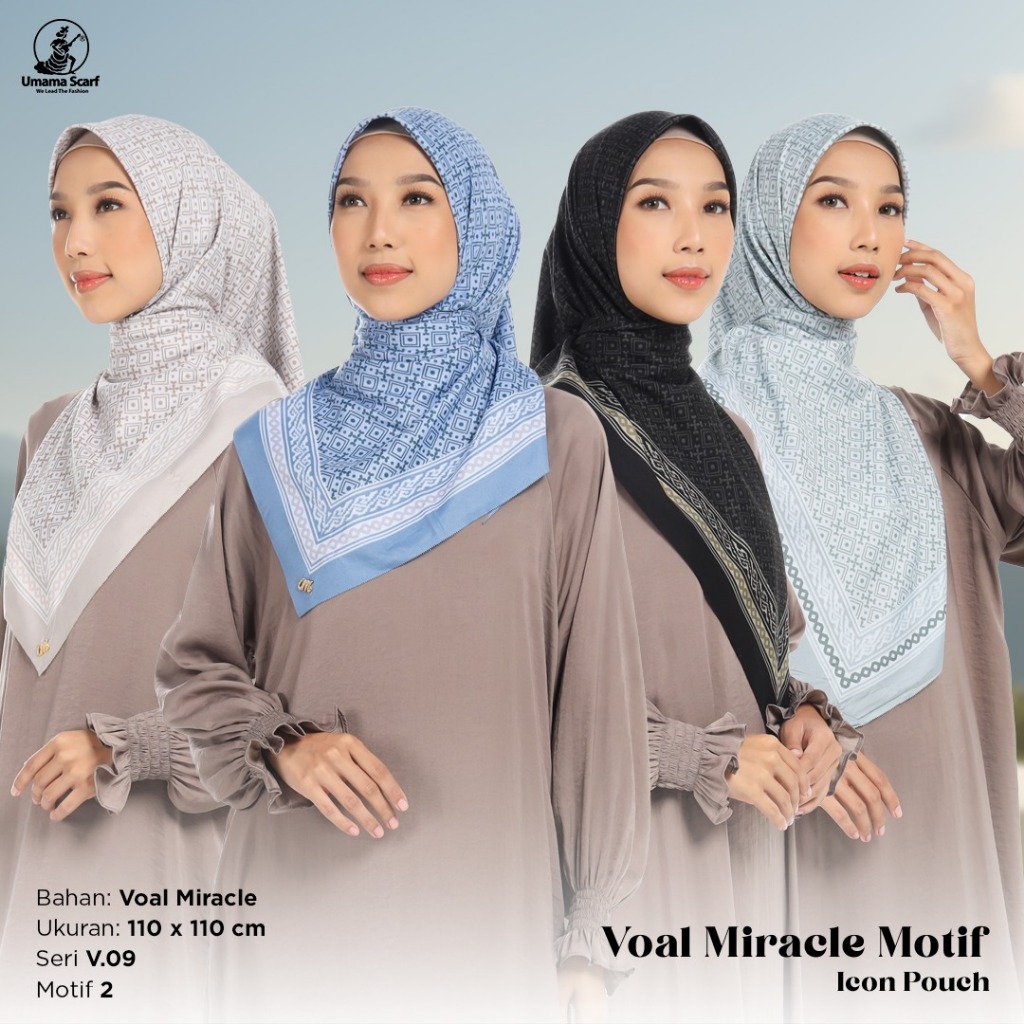 Jual jilbab motif umama basic segiempat voal miracle plain scarf premium kerudung hijab segi ...