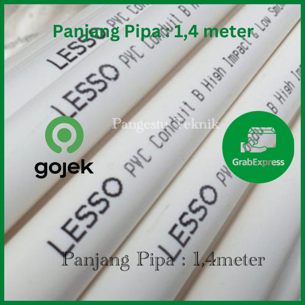 Jual Pipa PVC High Conduit Lesso 20 mm 20mm 1.4 Meter Belah Dua ...