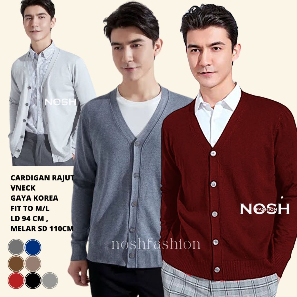 Jual Cardigan Pria Rajut VNeck Korea Style Kekinian Kardigan Rajut Size ...
