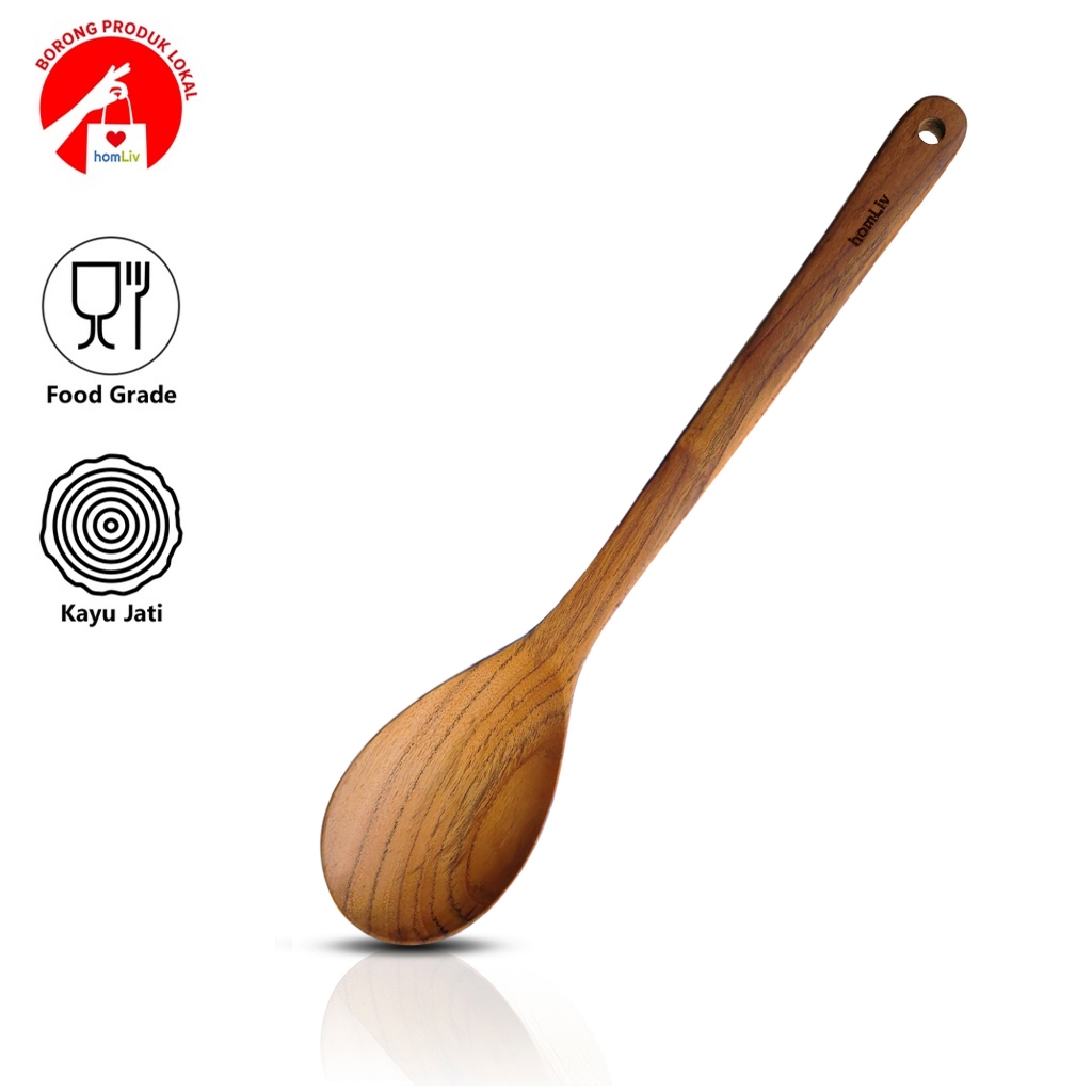 Jual homLiv Sutil Kayu Jati 33 Cm Fedora Teak Wood Alat Masak Foodgrade ...