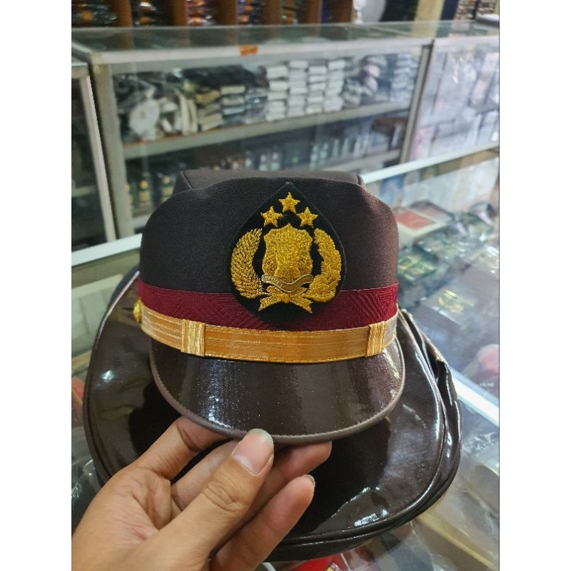 Jual Topi PDH Polwan Pama Coklat Dan Sarungnya | Topi PDH Polisi | Topi ...