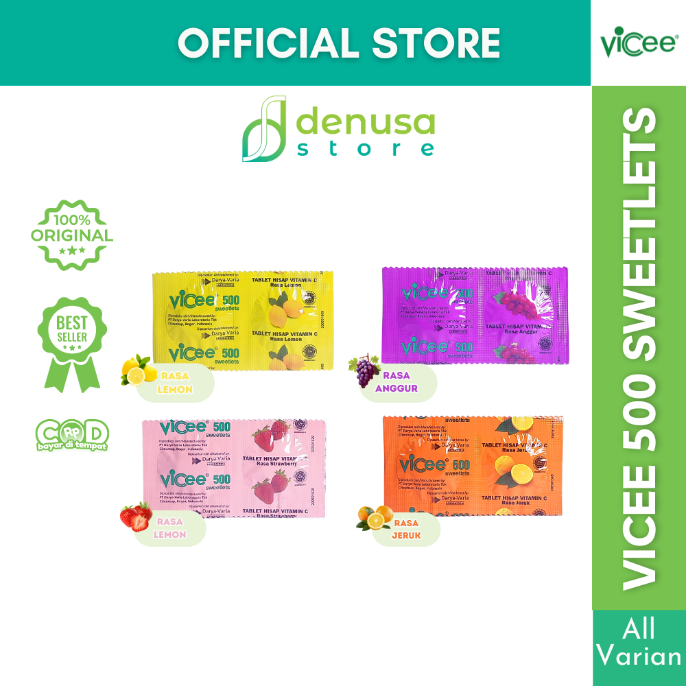 Jual VICEE Vitamin C HISAP 500 MG Rasa Lemon Orange Anggur Strawberry ...