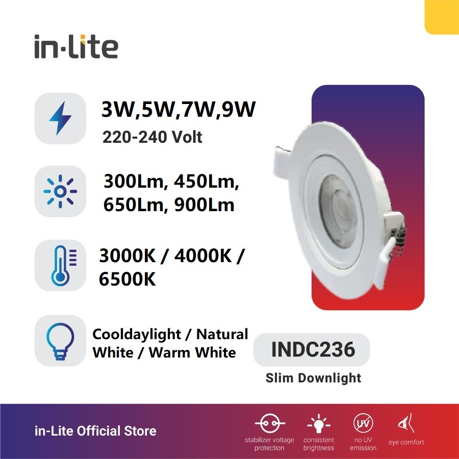 Jual Inlite Spotlight INDC236 3W 5W 7W 9W Lampu Led 3 5 7 9 Watt ...
