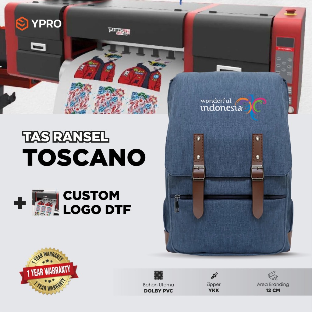 Jual Tas Ransel Toscano Custom DTF Logo | Tas Kerja | Tas Kantor | Tas ...