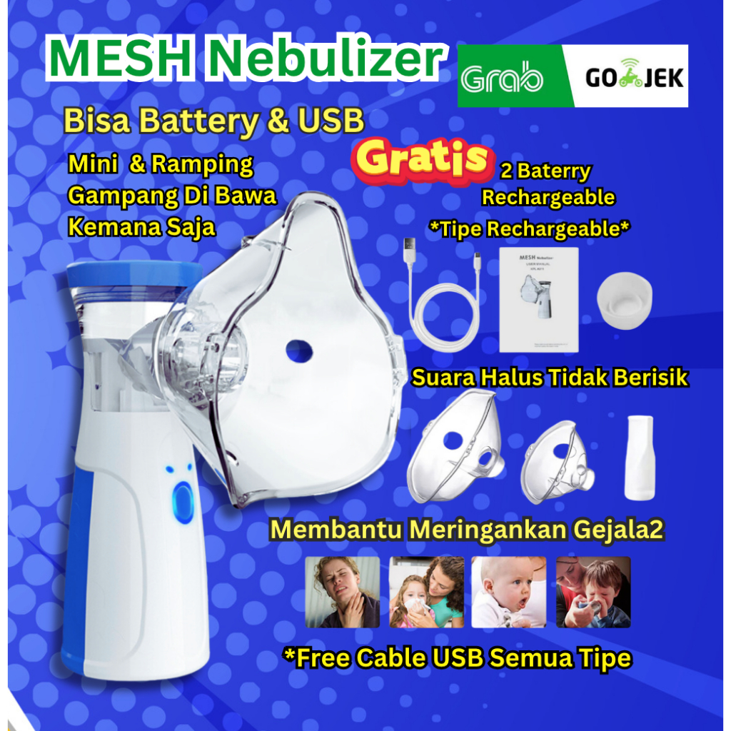 Jual Nebulizer Portable Mesh Alat Terapi Pernapasan Handheld Inhaler Nebulizer Machine Battery ...