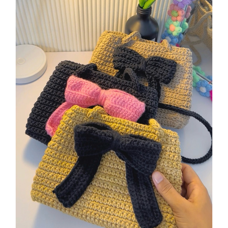 Jual Coquette bag tas rajut tas pita crochet bag korea bag crochet bag ...