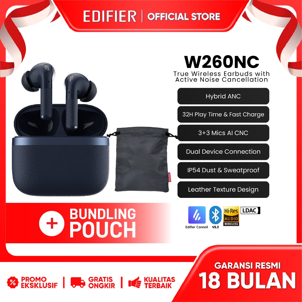 Jual EDIFIER W260NC True Wireless Earbuds with Active Noise ...