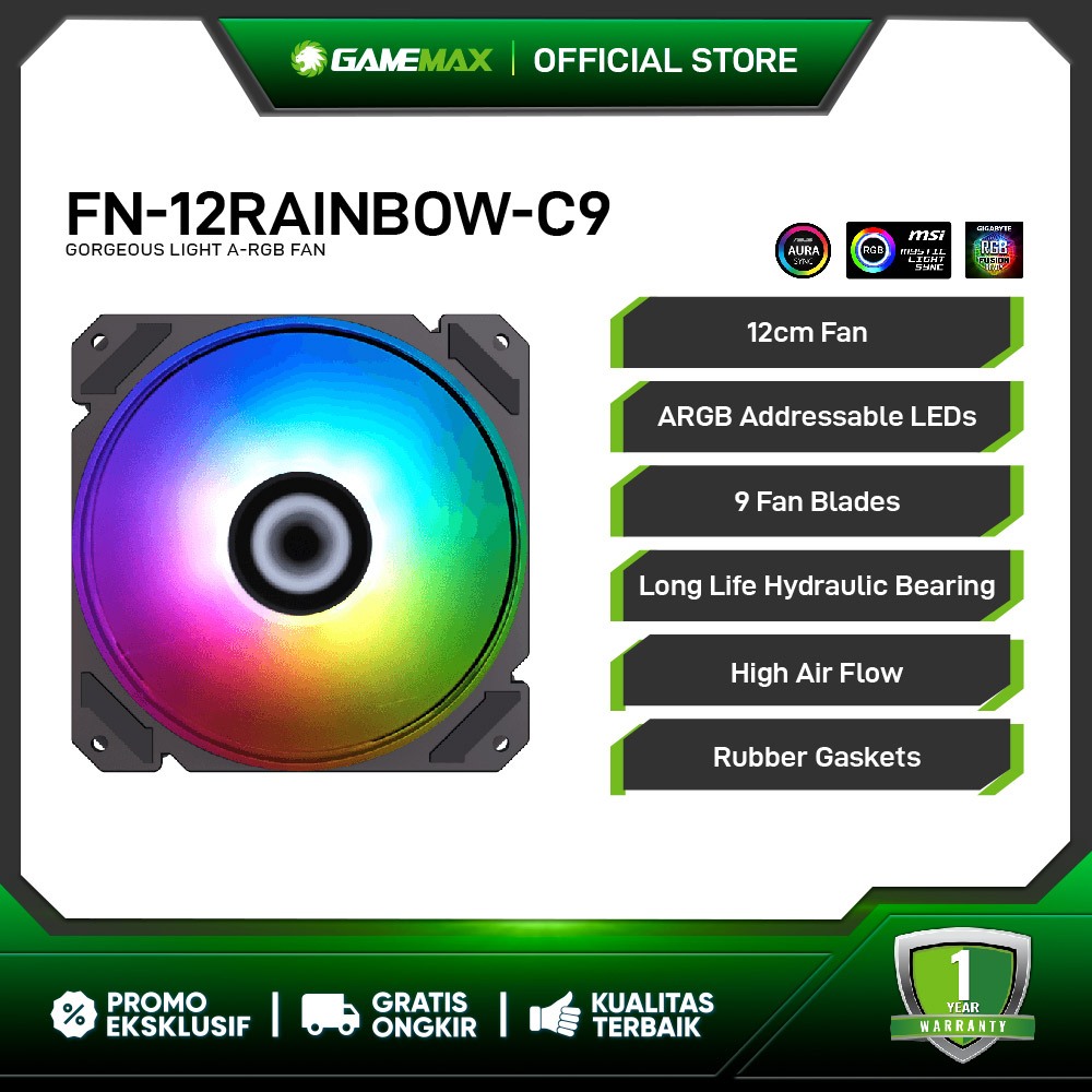 Jual GameMax FN-12Rainbow-C9 ARGB CPU Fan | Shopee Indonesia