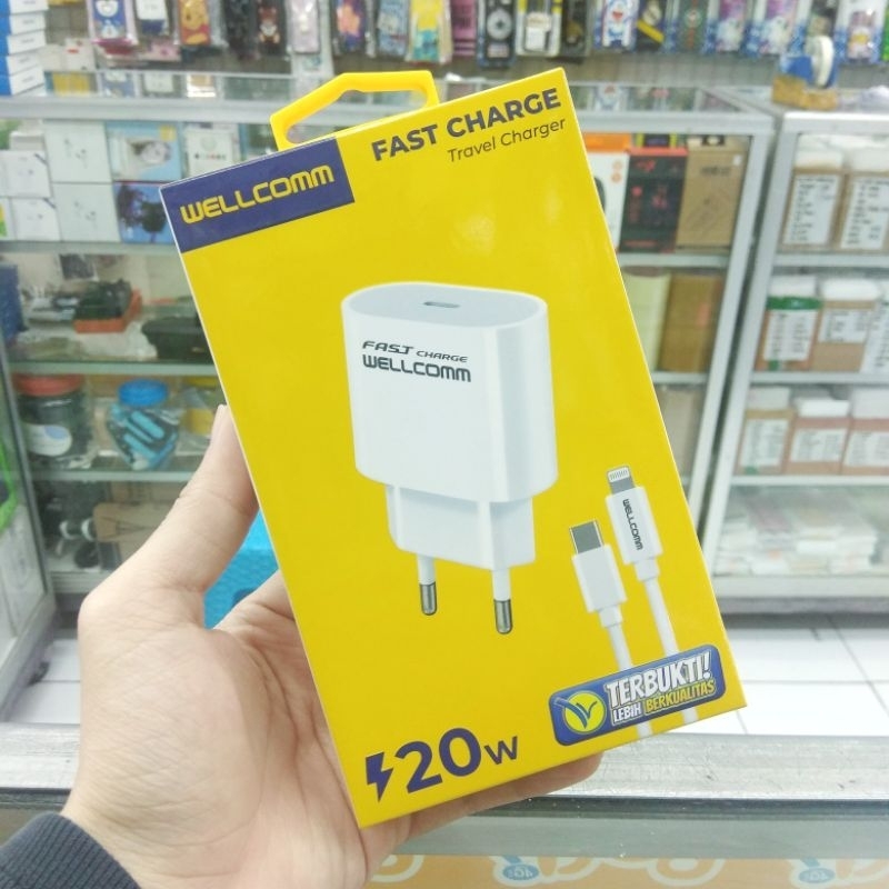 Jual TRAVEL CHARGER / CASSAN / CHARGER MERK WELLCOMM FOR IPHONE ( 20W ...