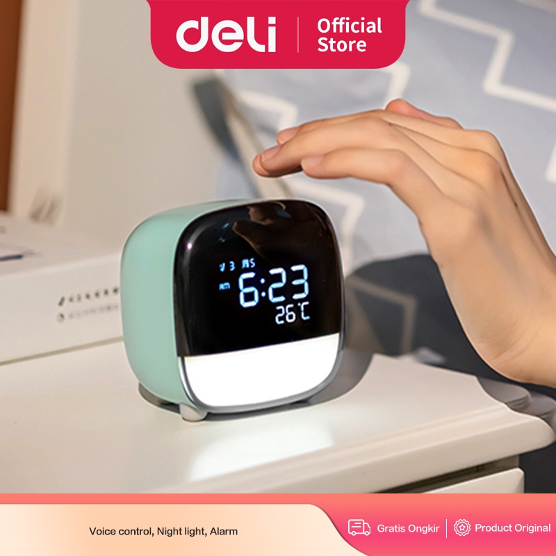 Jual Deli Jam Elektronik / Electronic Clock White - Green 8852 | Shopee Indonesia