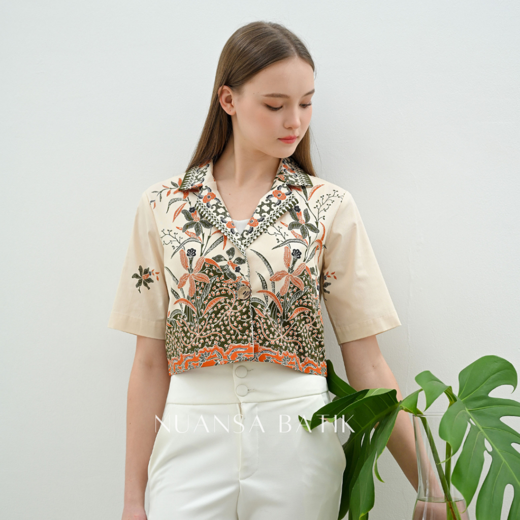 Jual Nuansa Batik Blouse Batik Crop Lengan Pendek Bahan Katun Stretch ...