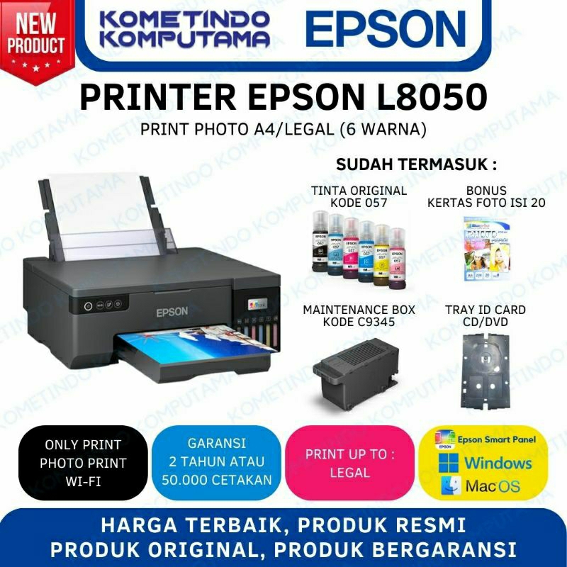 Jual L8050 Epson Wi-Fi Photo Ink Tank Printer / A4 Print Only Wi-Fi / Photo Print / Print Foto 6 ...