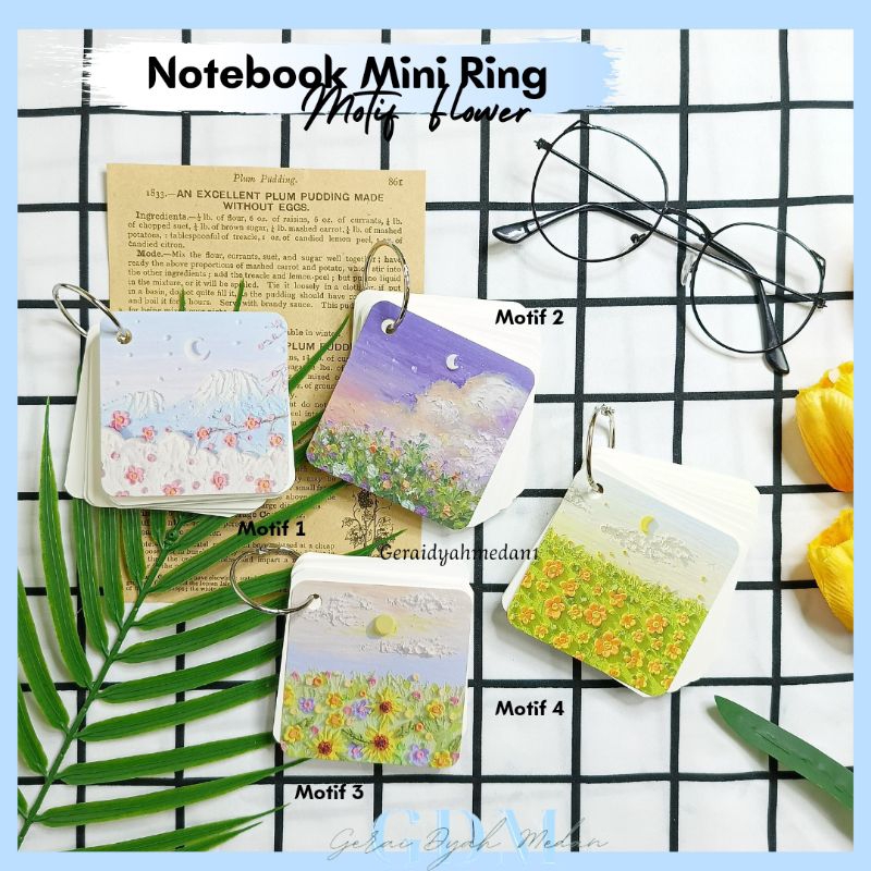 Jual Notebook Mini Ring Motif Flower Aesthetic | Shopee Indonesia