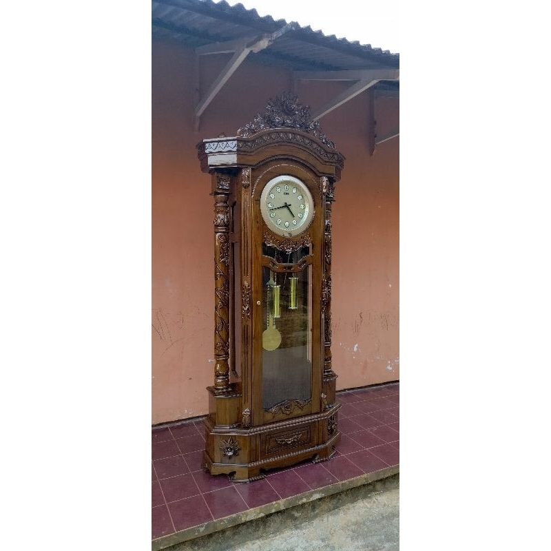 Jual ALMARI JAM KAYU JATI MODEL MAWAR | Shopee Indonesia