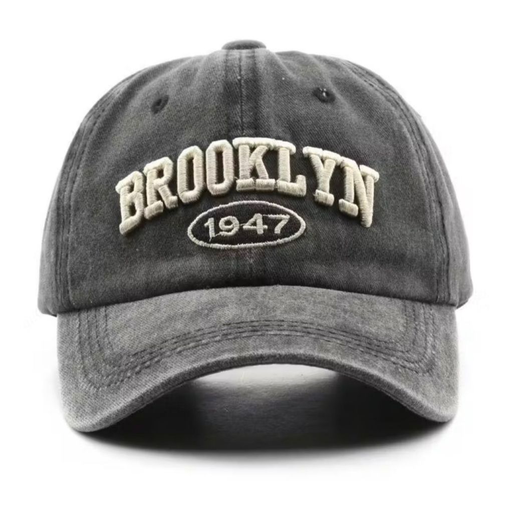 Jual TERBARU Topi Baseball Cap Pria Wanita Model Wash Denim Luntur Bahan Lembut Bordir Brooklyn ...