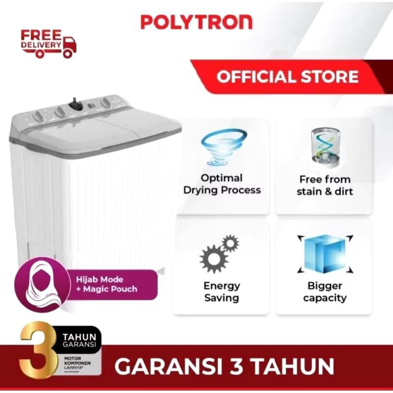 Jual POLYTRON PWM 8076 MESIN CUCI 2 TABUNG 8KG | Shopee Indonesia