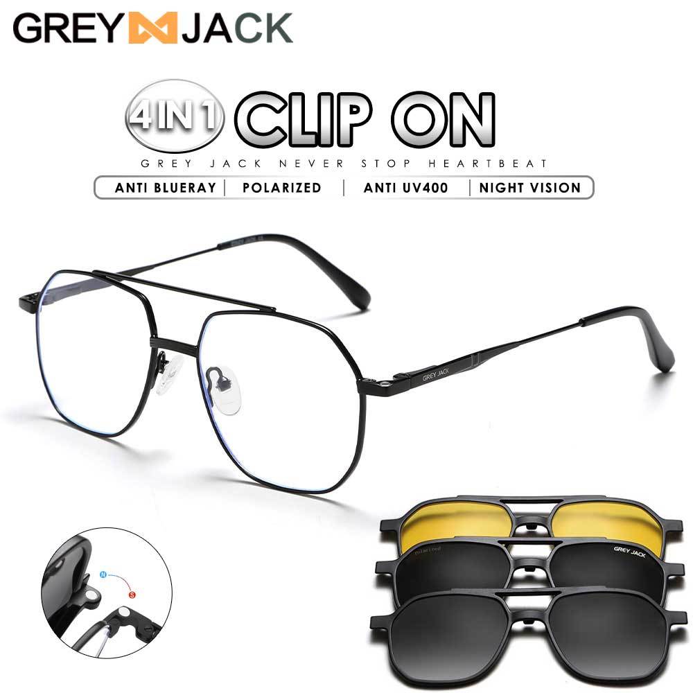 Jual Grey Jack Kacamata Clip On Pria dan Wanita Anti Radiasi Free 3 Lensa Polarized Model ...