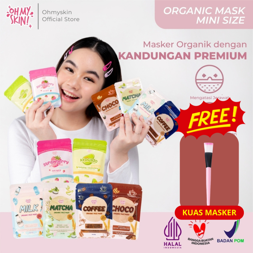 Jual (FREE KUAS MASKER BIASA) Oh My Skin Masker | Netto 25gr + Kuas ...