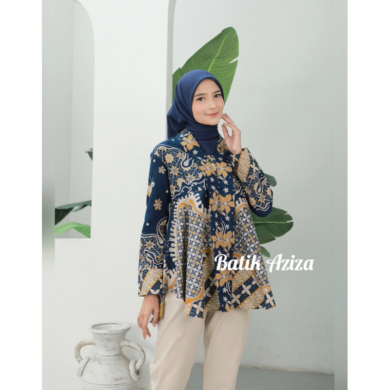 Jual Batik Wanita Modern Lengan Panjang Kancing Depan Blus Kejora Kain ...
