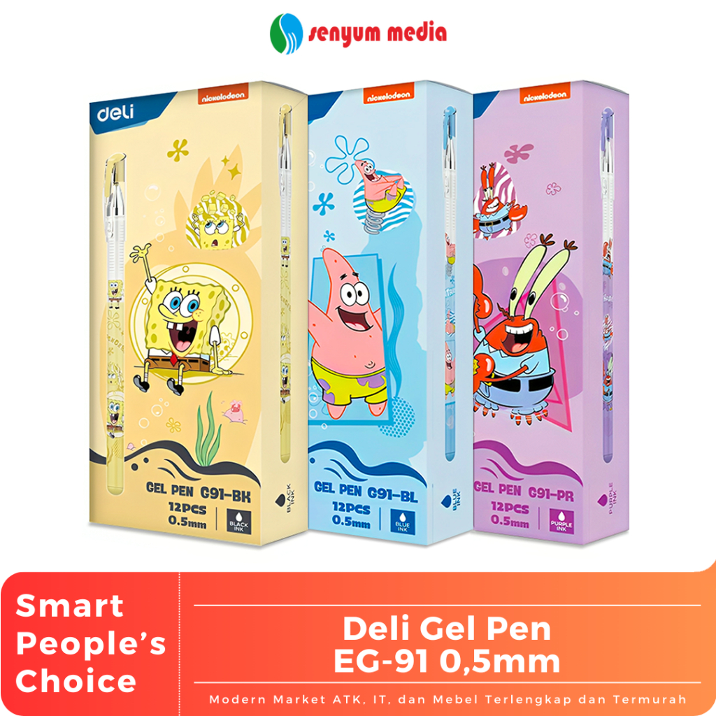 Jual Deli Gel Pen EG-91 Spongebob (1 Pack Isi 12 Pcs) (S:DZN) | Shopee ...