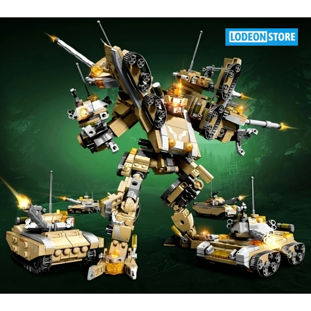 Jual Sembo Block Tank 4 in 1 Robot Mech - Brick Tank Transform Mech ...