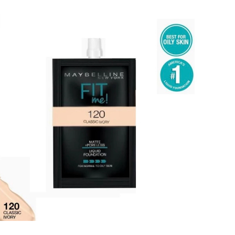 Jual MAYBELLINE FIT ME MATTE FOUNDATION SHADE 120 CLASSIC IVORY SACHET ...