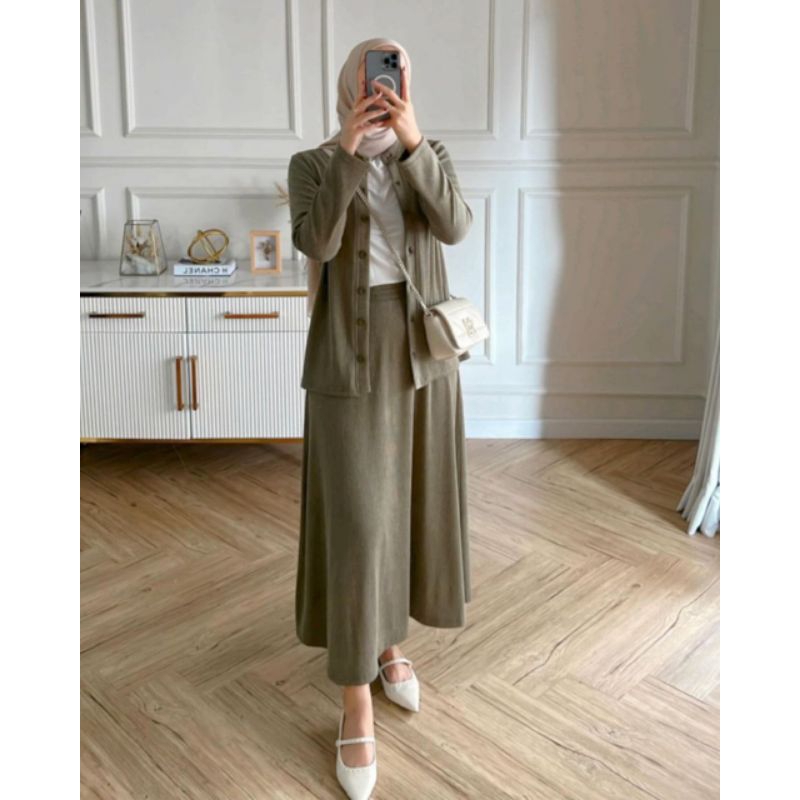 Jual Milea Set Knit Rok Setelan Rok 2in1 Setelan Rok Knit Import ...