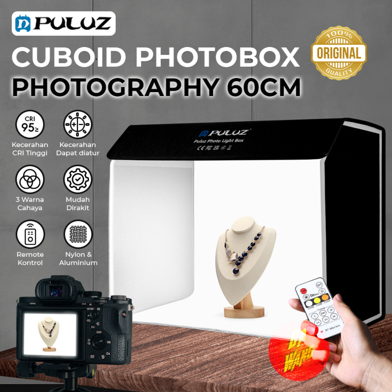 Jual PULUZ Fotobox Cuboid 60cm LED Light Portable PhotoBox Studio Photo ...