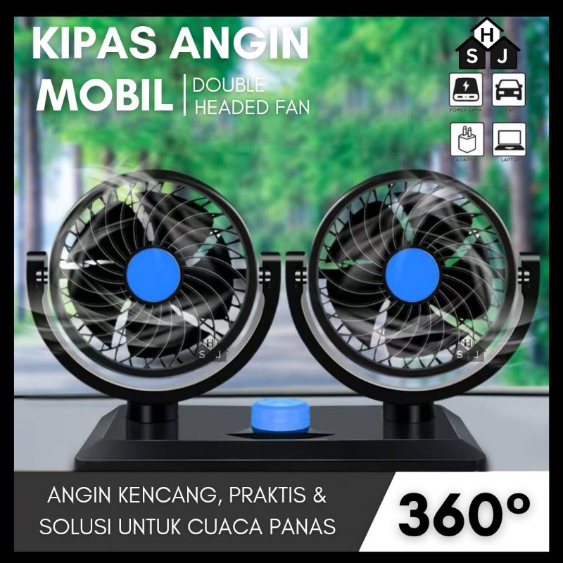 Jual Kipas Mobil 12 Volt Double Fan / Kipas Angin Mobil / Car Cooling Double Fan / Kipas Dasbor ...