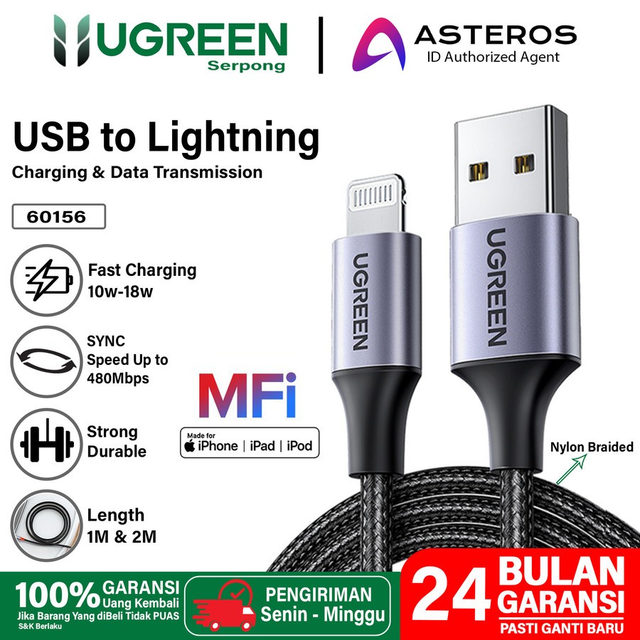Jual Ugreen Kabel Lightning Mfi iPhone 11 12 13 8 7 Plus XR - Kabel ...