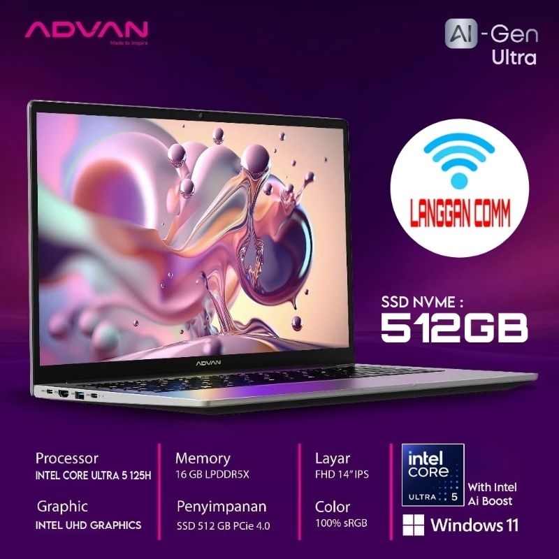 Jual Laptop Advan Ai Gen Ultra Processor Intel Core Ultra 5 125H with ...