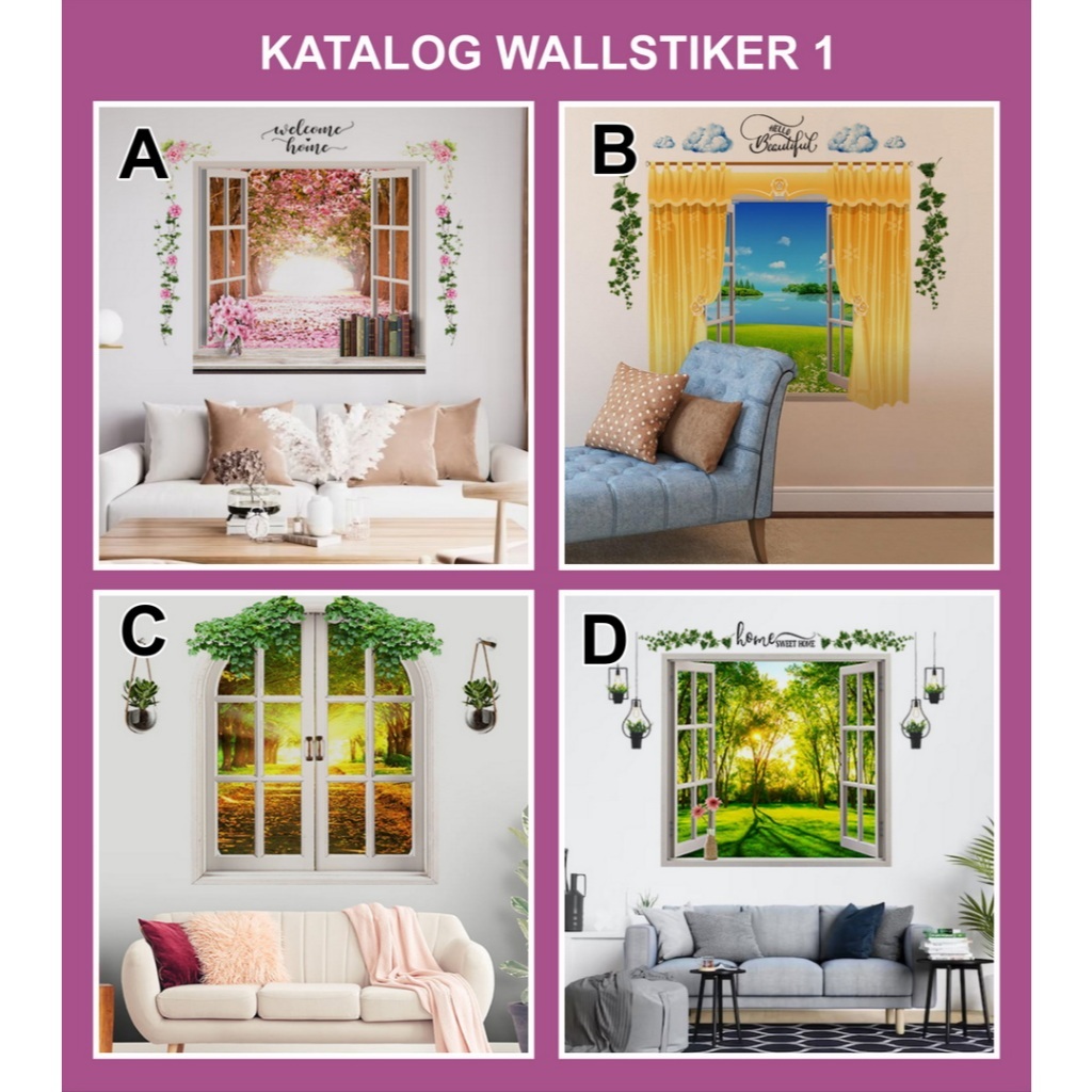 Jual Ready Stok Wall Sticker Gambar Jendela Estetik Semesta Stiker ...