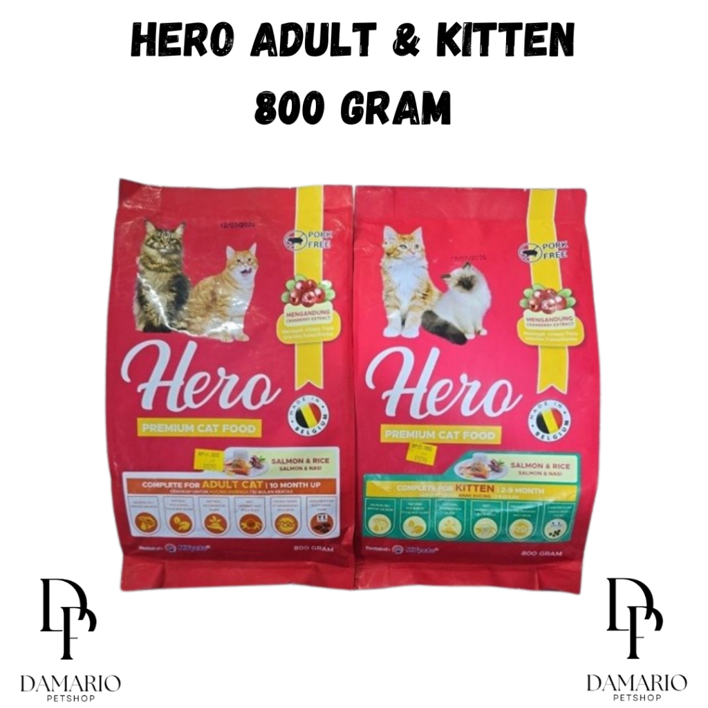 Jual Hero Premium Cat Food Adult dan Kitten Freshpack 800 gram Rasa ...