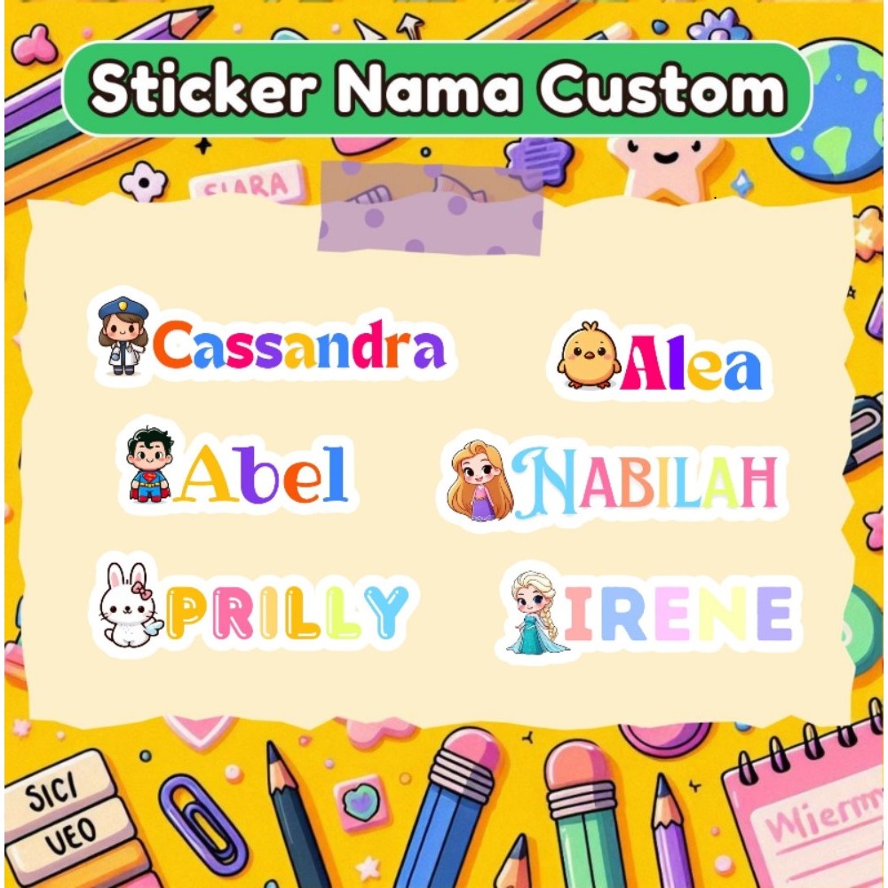 Jual (Up To 40 pcs) Sticker Nama Anak || Label Nama || Custom Nama ...