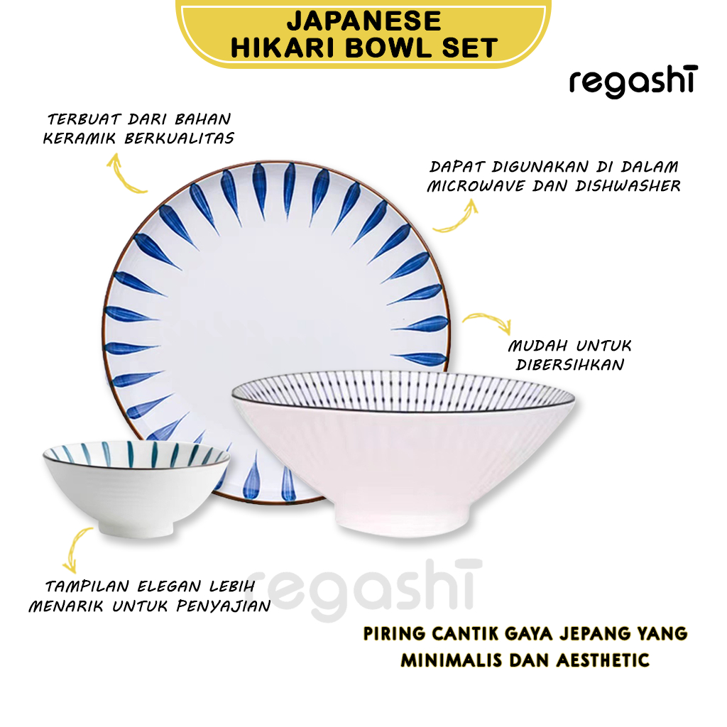 Jual Japanese Hikari Bowl Set | Piring Kemarik Cantik | Mangkuk Besar ...
