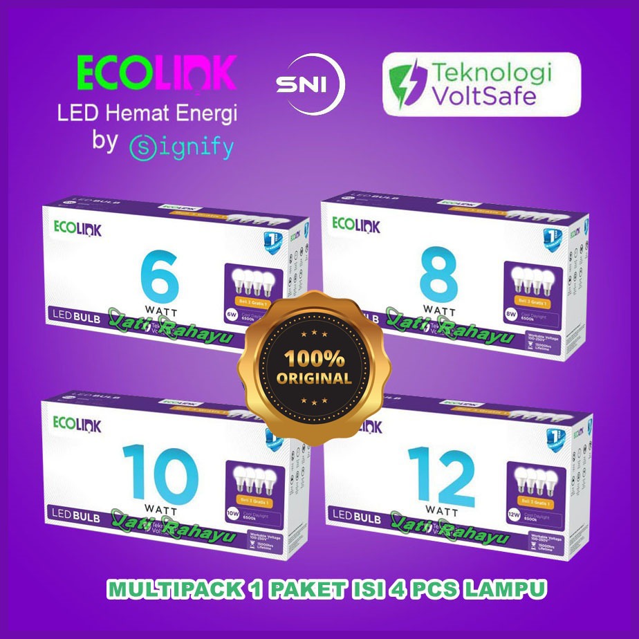 Jual PAKET 4PCS LAMPU ECOLINK LED BULB 5W 6W 7W 8W 9W 10W 11W 12W PUTIH ...