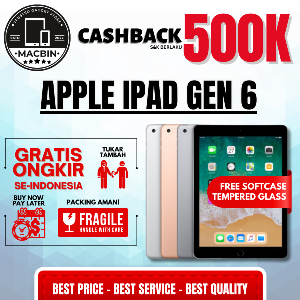 Jual iPad 6 9.7" inch Gen 6th / 5th Wifi Cellular 128GB 32GB Second Original | Shopee Indonesia