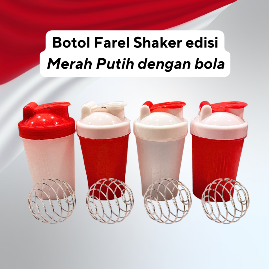 Jual SET 2 in 1 Botol Farel + Bola Shaker MERAH PUTIH 400ml | Botol ...