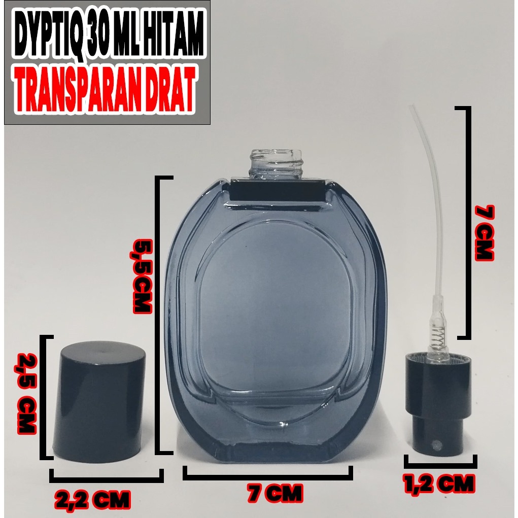 Jual Botol parfum kosong Diptiq 30ml Drat bening tutup hitam/Putar/biru ...