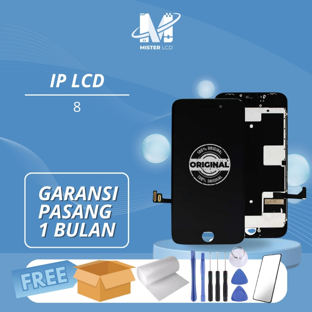 Jual LCD IP 8 FULLSET ORIGINAL FREE TEMPERED GLASS + OPENING TOOLS ...