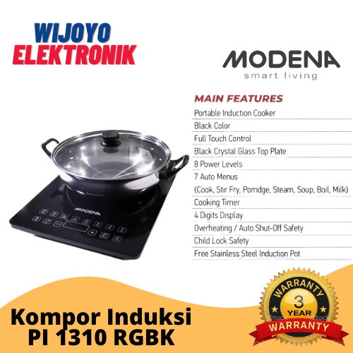 Jual MODENA Portable Induction Hob - PI 1310 RGBK - PI 1310 RGBK ...