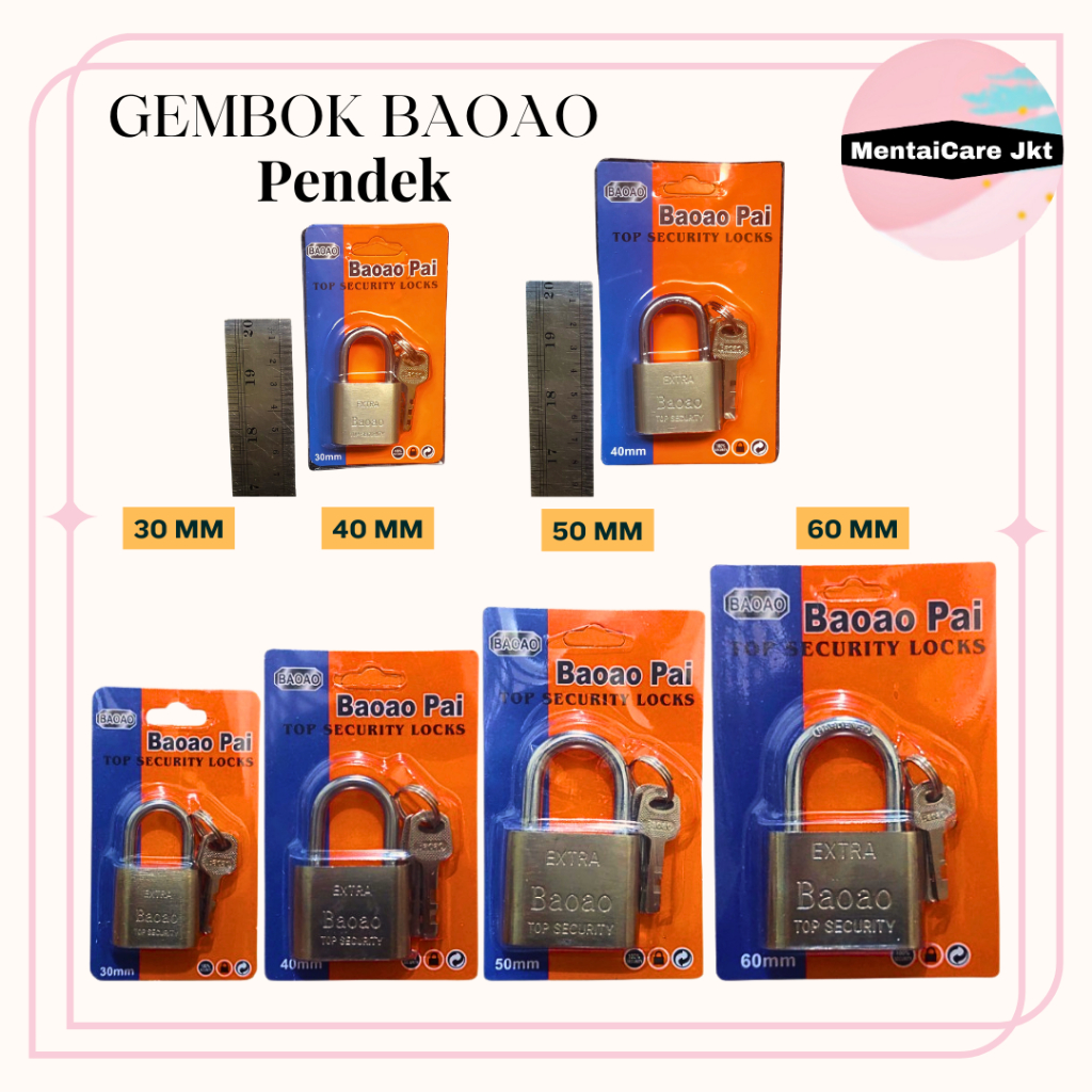 Jual Gembok Besi Kuat Padlock Baoao Kunci Bawah Gembok Pintu Alat ...