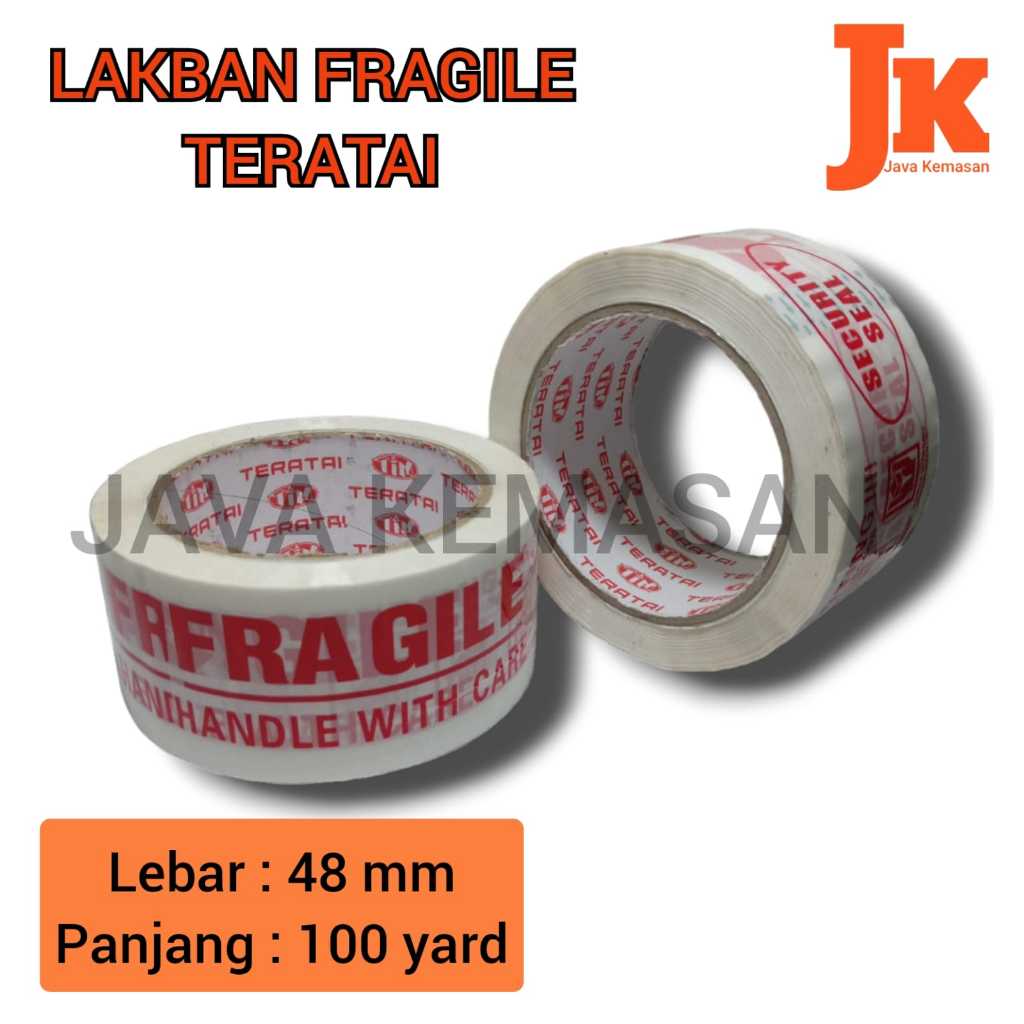 Jual TERATAI FRAGILE 2" INCH ISOLASI LAKBAN SELOTIP WARNA PUTIH 48MM PLASTIK OPP FRAGILE JANGAN ...
