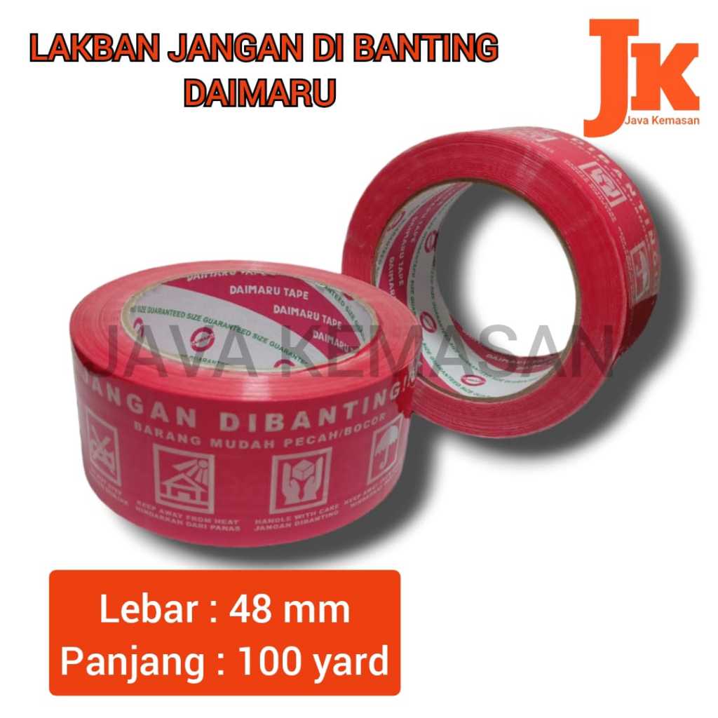Jual DAIMARU JANGAN DIBANTING ISOLASI LAKBAN SELOTIP MERAH 2" INCH 48MM SEGEL PENGAMAN PAKET ...