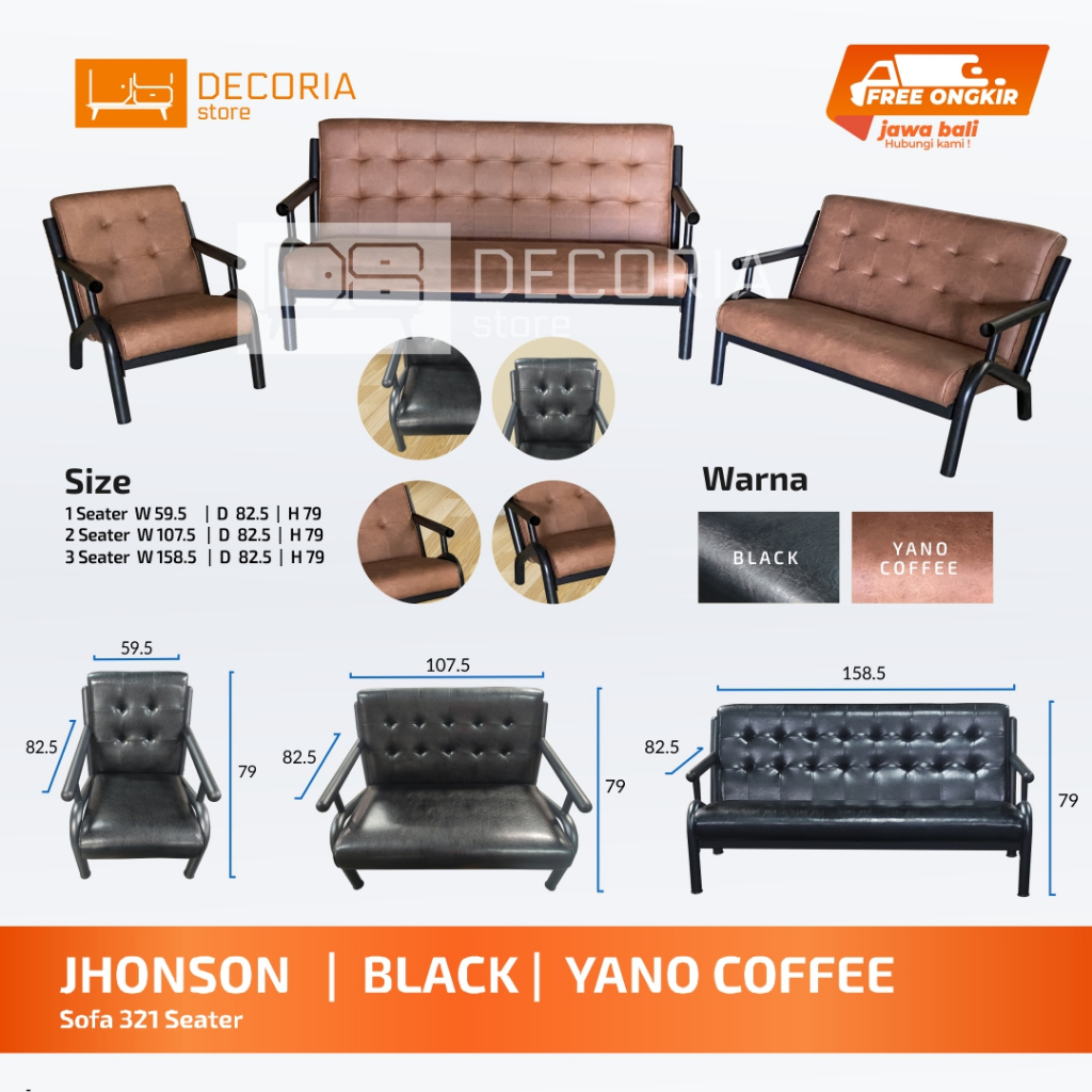 Jual JHONSON / SOFA KANTOR / SOFA SANTAI BESI MINIMALIS | Shopee Indonesia